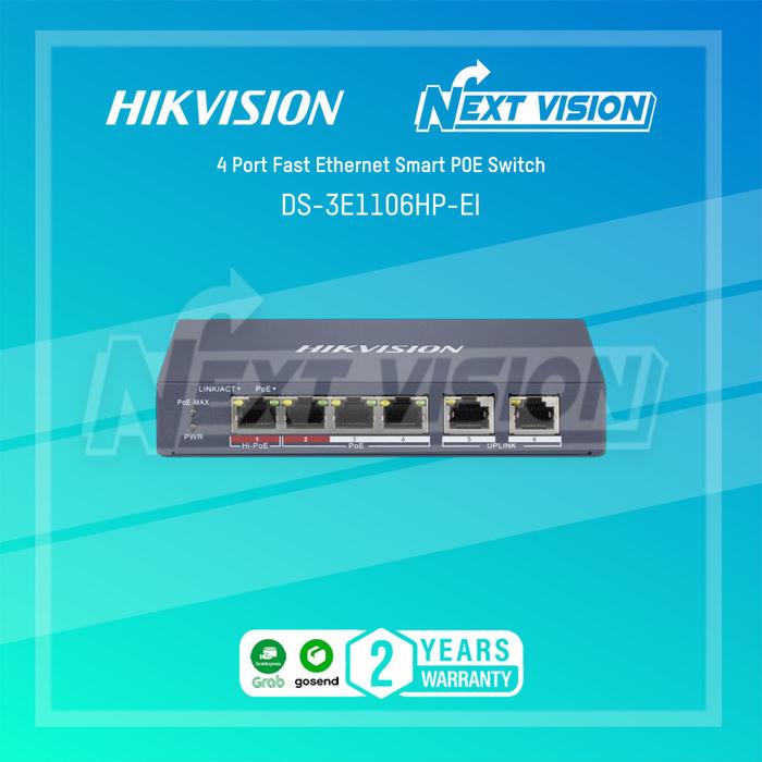 Jual DS-3E1106HP-EI - HIKVISION SMART HIGH POE SWITCH 4 PORT POE 2 ...