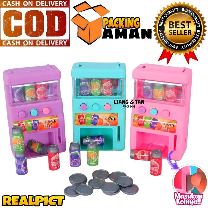 Jual Mainan Anak Mesin Minuman Soda Otomatis / Mini Vending Machine SNI ...