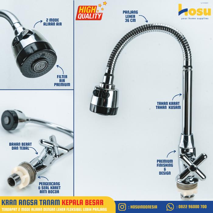 Promo Kran Angsa Fleksibel Tanam Stainless Keran Dapur Cuci Piring ...