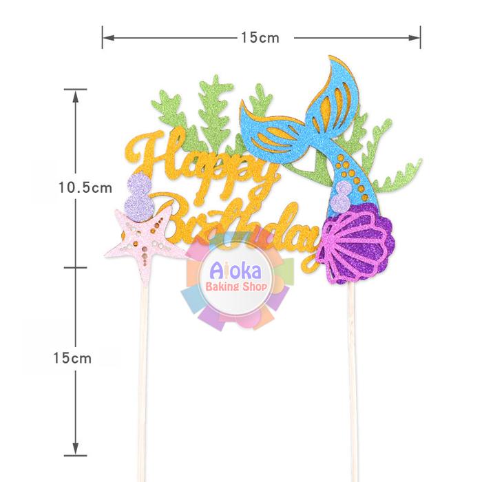 Jual Topper Cake Desain Mermaid Rumput Laut Ikan Hiu Ekor / Topper ...