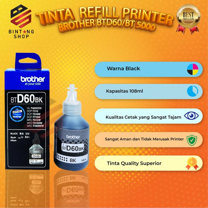 Promo Tinta Brother BTD60BK Tipe Printer DCP T310 T510W T710W T810W ...
