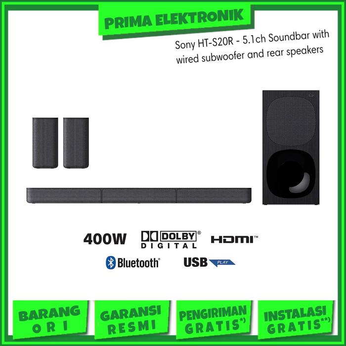 Jual Sony HT-S20R Soundbar 5.1Ch 400W + Rear Speaker Sound Bar HTS20R ...