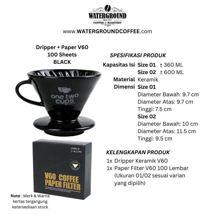 Promo Ceramic V60 Dripper BLACK for V60 Manual Brew - DRIPPER + PAPER ...
