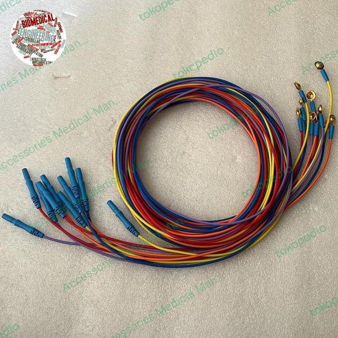 Jual Kabel EEG Plate Emas / EEG Cable Gold 190Cm Warna warni 10pcs ...