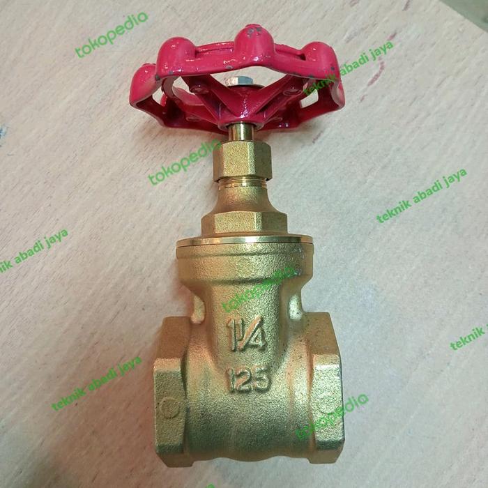 Jual Gate valve 1-1/4" kitz kuningan stop kran 11/4" inch - Jakarta ...