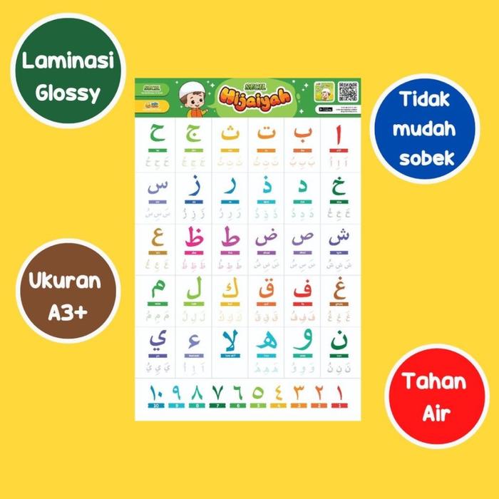 Jual Poster edukasi belajar anak Huruf Hijaiyah / Poster anak tk sd ...