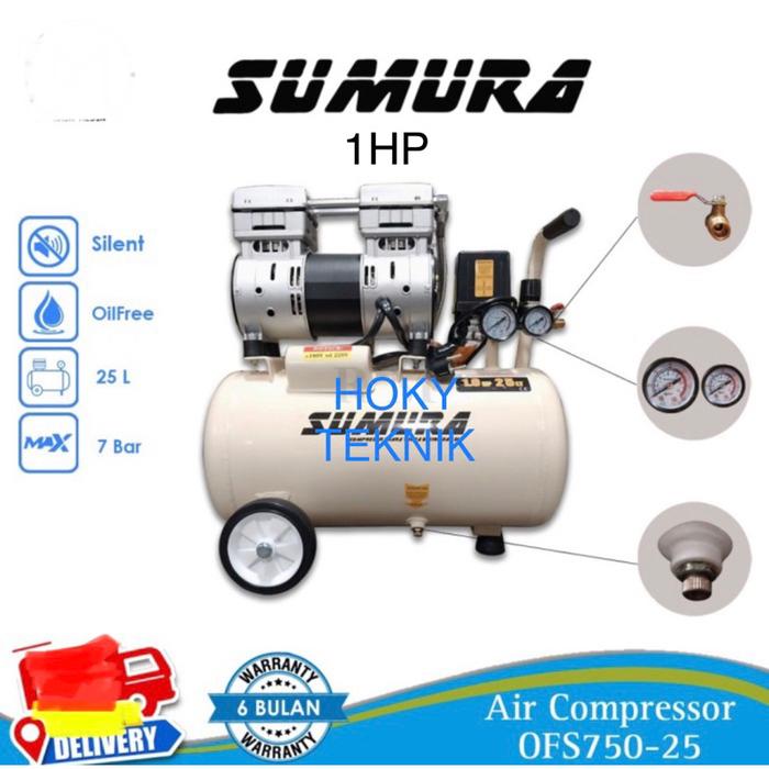 Jual Sumura Kompresor Angin 1 HP 24 Liter Air Compressor 1HP tanpa olie ...