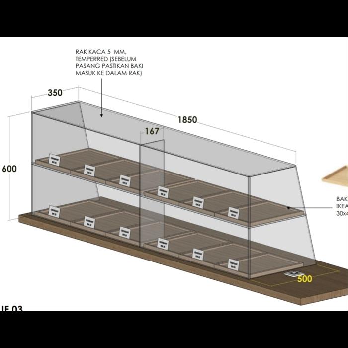 Jual etalse kue atau roti sesuai ukuran. ga pake papan alas kaca full 8 ...