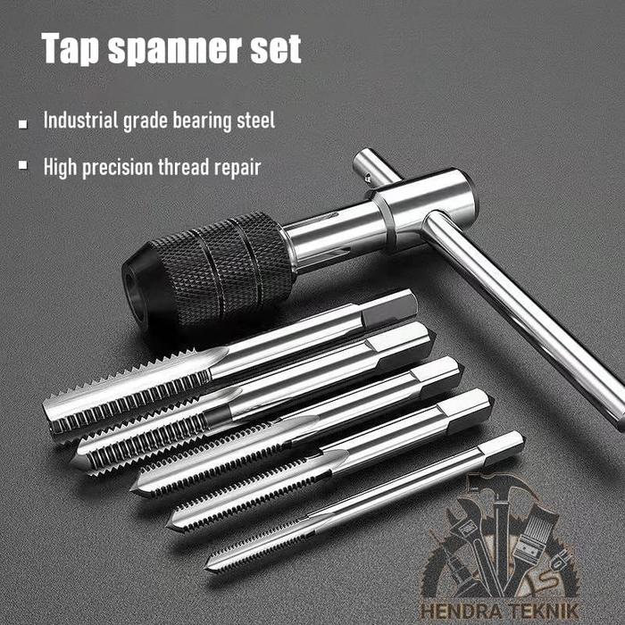 Jual Handtap set 6pcs gagang hand tap set M3-M8 snei drat dalam tapping ...