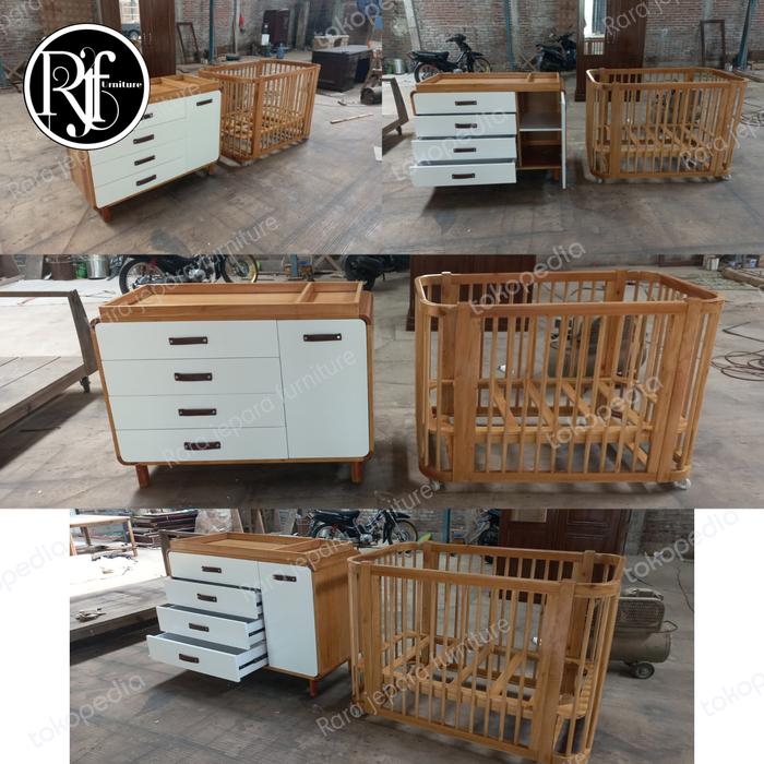 Jual box bayi kayu minimalis baby tafel meja laci bayi set box bayi ...