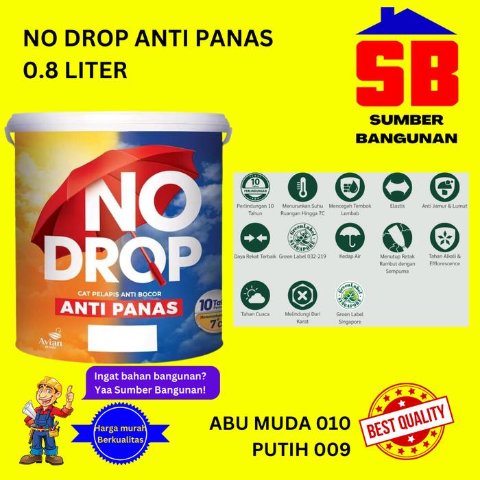 Jual NO DROP ANTI PANAS 0.8 LTR 1KG ABU PUTIH PELAPIS ANTI BOCOR ...