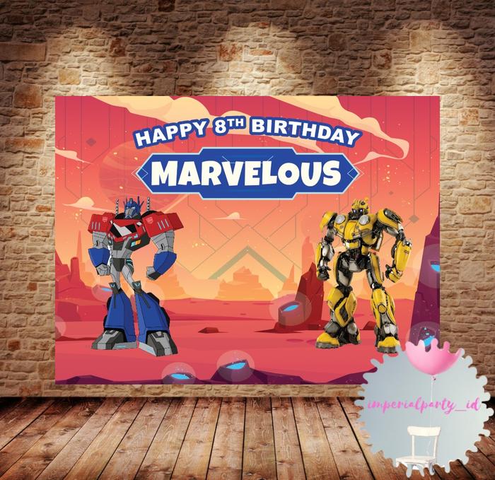 Jual Custom Backdrop Banner Birthday Transformers Optimus Prime ...