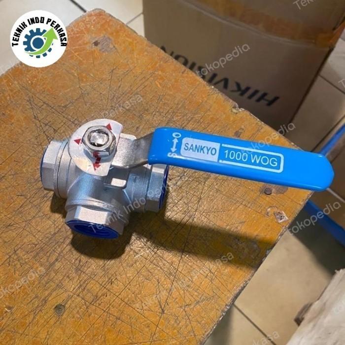 Jual Ball valve stop kran 3 way / 3way stainless stainless 316 3/4" inch - Jakarta Barat ...