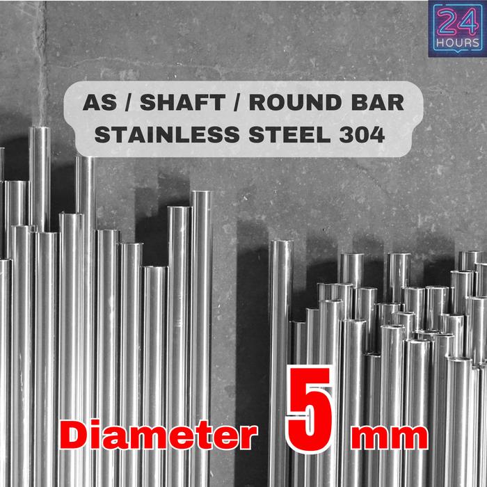 Jual As Shaft Stainless steel SS304 5mm Round Bar Batang Rods - Jakarta ...