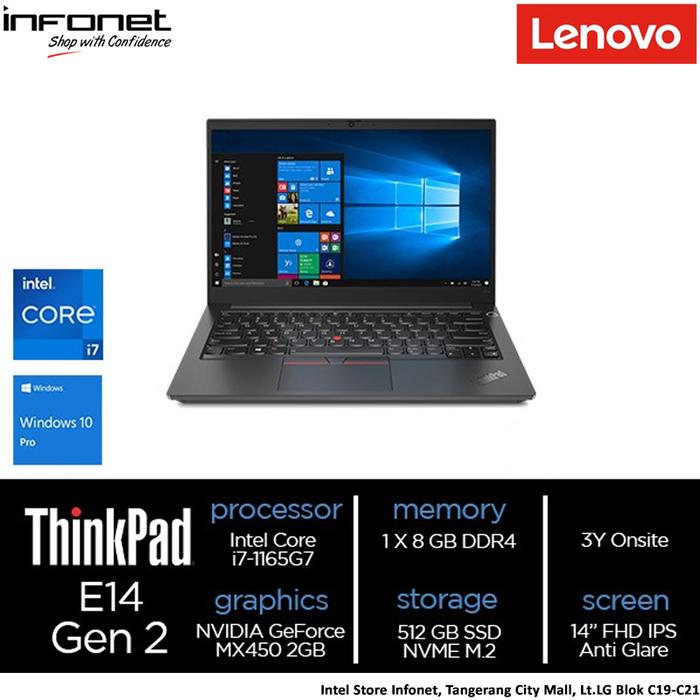 Jual LENOVO THINKPAD E14 Gen 2 I7 1165G7 8GB 512GB MX450 14" FHD W10 ...