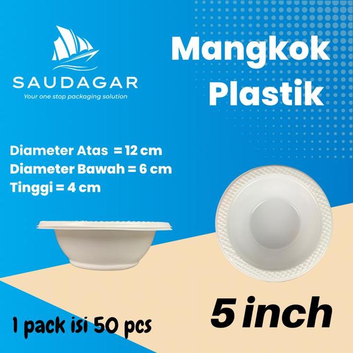 Jual Mangkok Plastik Warna Putih Susu Ukuran 5 inch 6 inch 7 inch - 5 ...