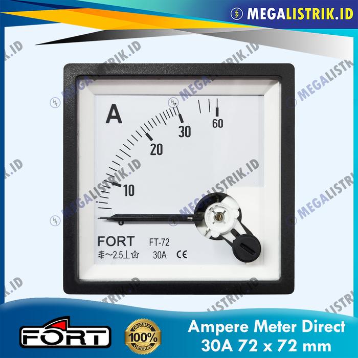 Jual Fort Ampere Meter Direct 30A 72x72 FT-72ADT / Panel Meter 30 A 72 ...