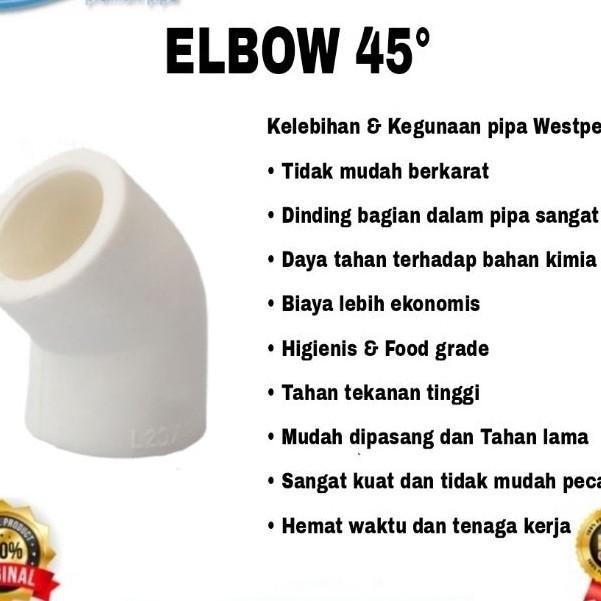 Jual KNEE 45" 1 1/2 INCH PPR WESTPEX / ELBOW 50 MM / ELBOW PPR 45 ...