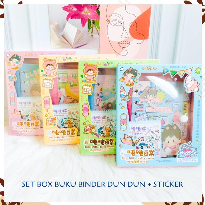 Jual SET BOX BUKU BINDER DUN DUN + Sticker (Ukuran buku 8.8x12.9cm - 80 ...