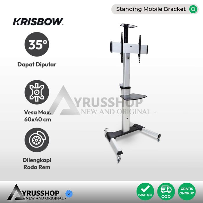Jual Standing Mobile Bracket TV Heavy Duty 32-70in Krisbow dengan Kaki ...
