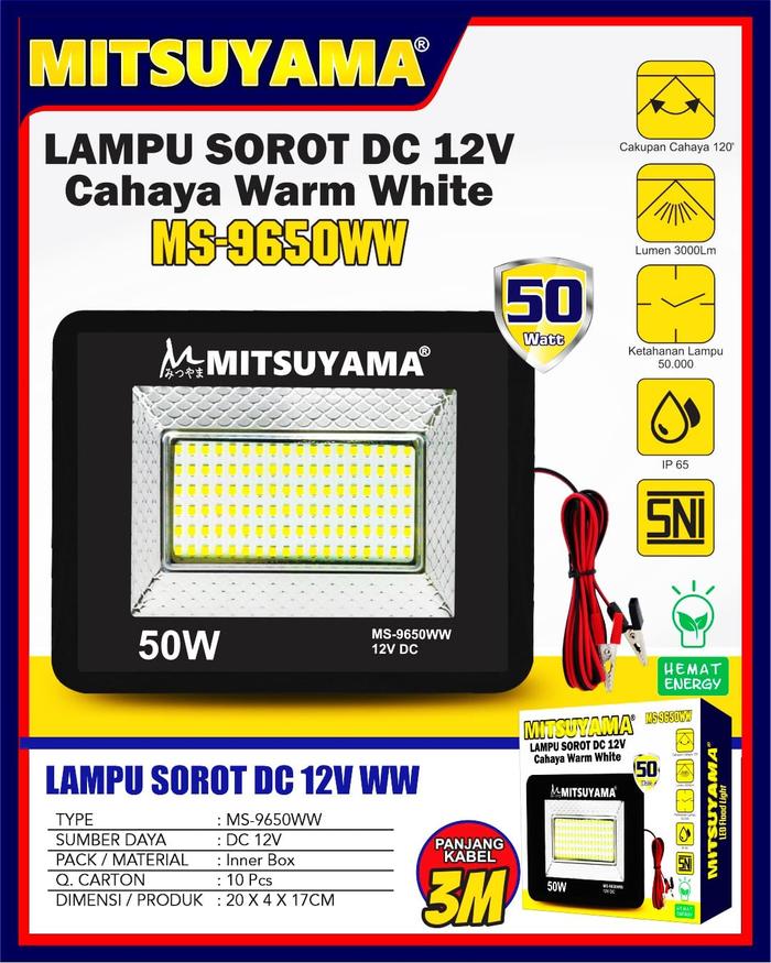 Jual Lampu Sorot DC 50 Watt Tembak 12V IP65 Mitsuyama MS-9650DC Floodled - Cahaya Putih ...