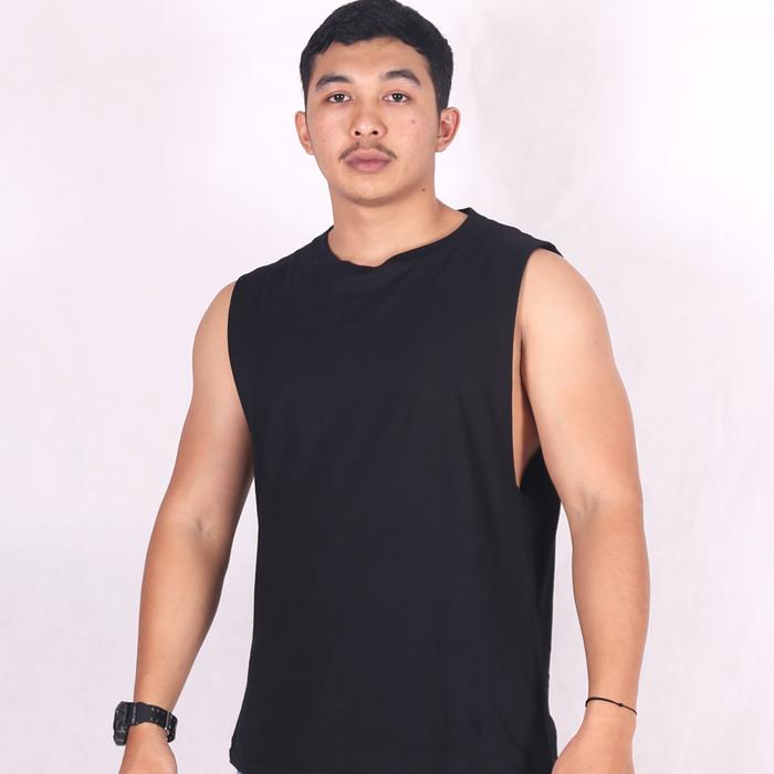 Jual Tanktop Pria Low Cut Baju Singlet Pantai Polos Premium/Muscle ...