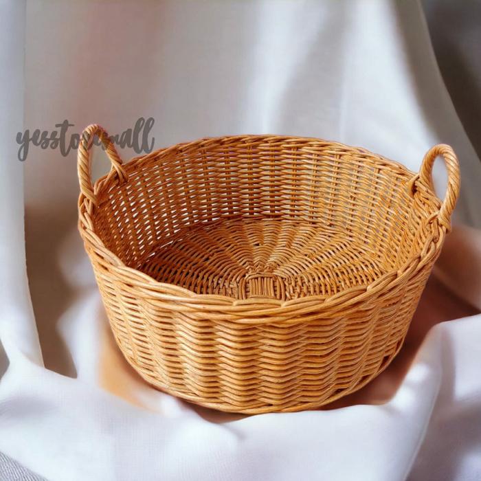 Jual KERANJANG ROTAN BULAT BESAR WEDDING 40X35X15 CM - coklat muda ...