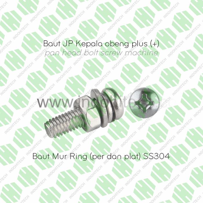 Jual Baut Mur Ring JP M4 x 15 mm SS304 bolt pan head screw 1 set stainless - Kab. Bekasi ...