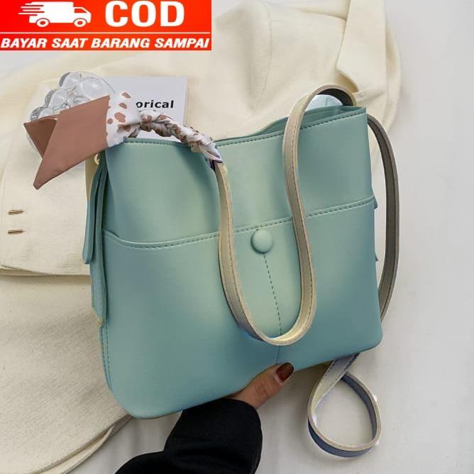 Promo Tote Bag Maduka Shoulder Bag Fashion Wanita Free Syal dari Kulit ...