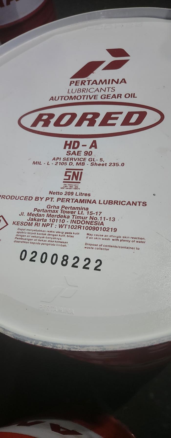 Jual Oli Transmisi atau Gardan PERTAMINA Rored HD A 90 - Jakarta Timur ...