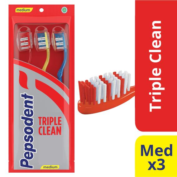 Promo Pepsodent Sikat Gigi Triple Clean Medium - Isi 3Pc - - Unilever ...