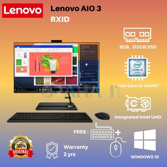 Promo Lenovo AIO 3 RXID i5-10400T 8GB SSD 512GB WIN10 OHS 23.8" FHD ODD ...