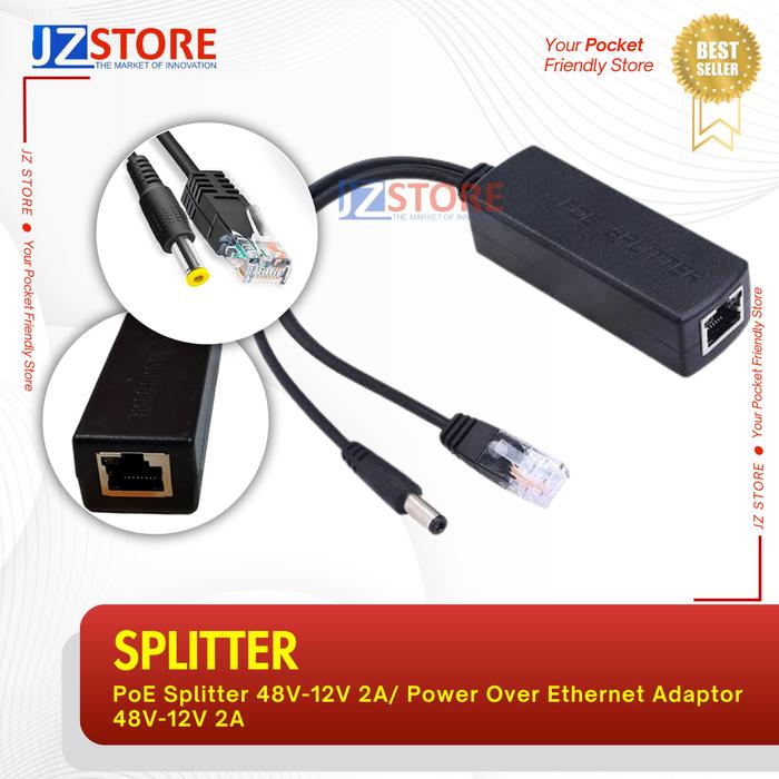 Jual PoE Splitter 48V-12V-2A / Power Over Ethernet Adaptor 48V-12V-2A ...