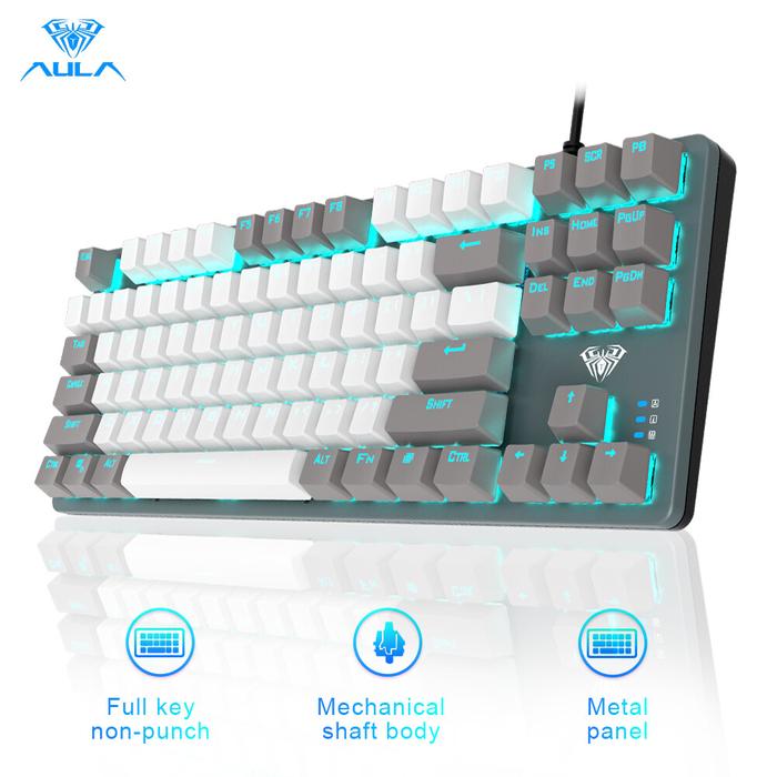 Jual Keyboard Gaming Mechanical AULA Wind F3287 Kabel White-Gray ...