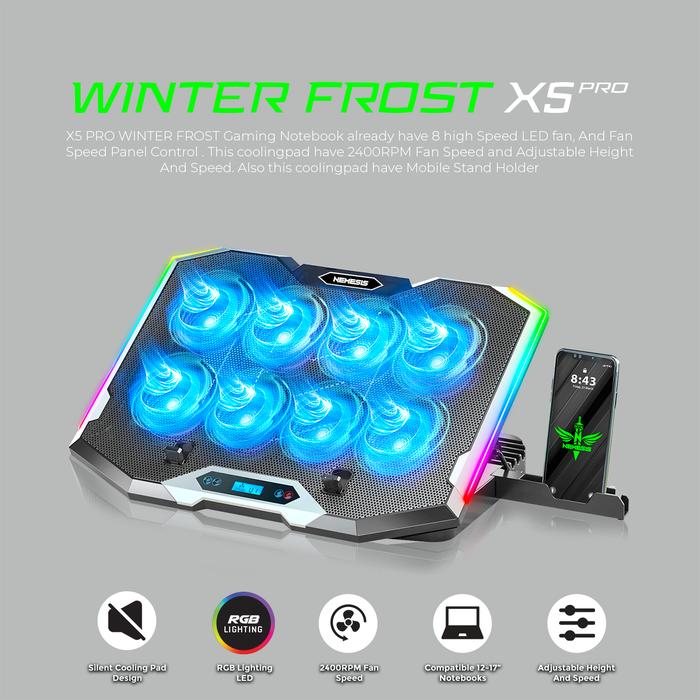 Promo NYK NEMESIS Coolingpad 8 Fan RGB WINTER FROST X5 PRO - Jakarta ...