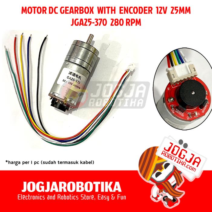 Jual Motor DC Gearbox 12V 25mm JGA25-370 280rpm 280 rpm with Encoder ...