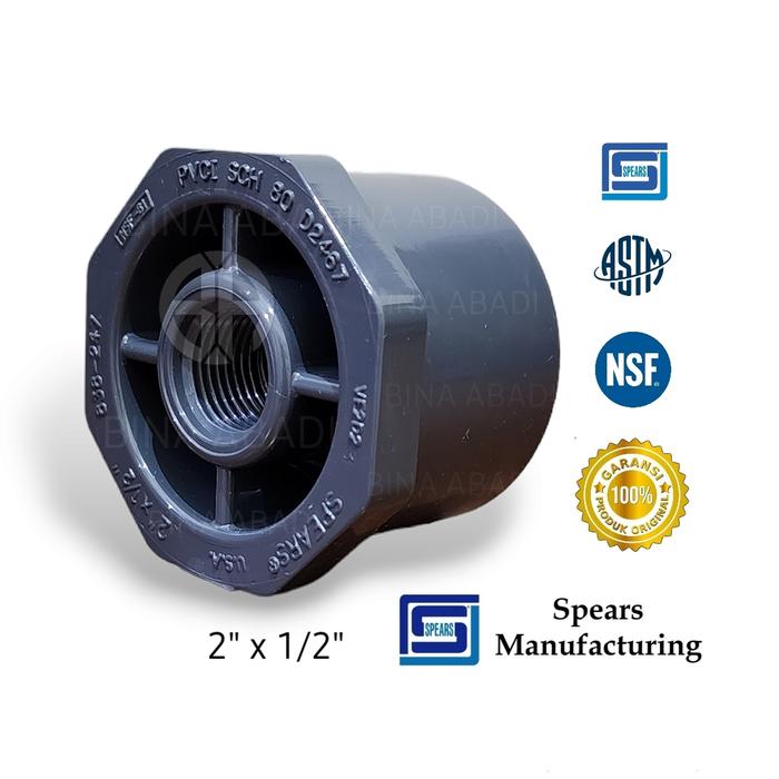 Jual Reducer Bushing PVC Size 2 x 1/2 Inch SCH80 Spig x Fipt ANSI ...