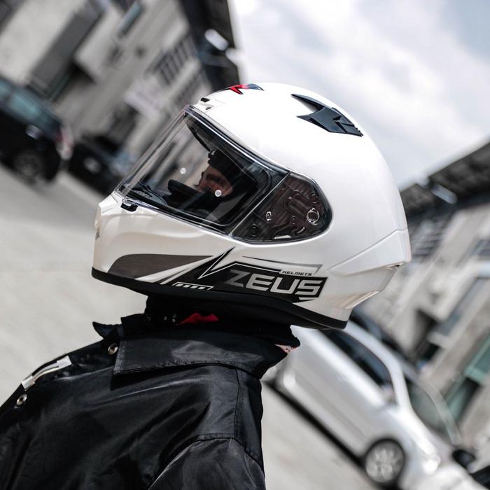 Promo ZEUS ZS 826 WHITE BK19 BLACK FULLFACE RACING FREE VISOR + SPOILER ...
