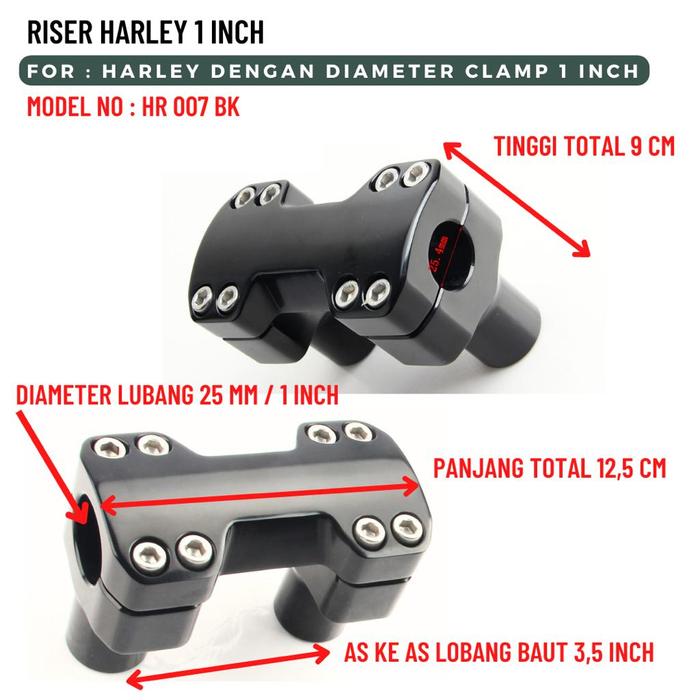 Jual RISER STANG HARLEY DIAMETER CLAMP 1 INC HR 007 BK - Kota Bekasi ...