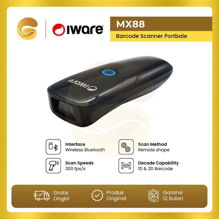 Promo IWARE Barcode Scanner MX88 Wireless 2.4G Mini Bluetooth Portable ...
