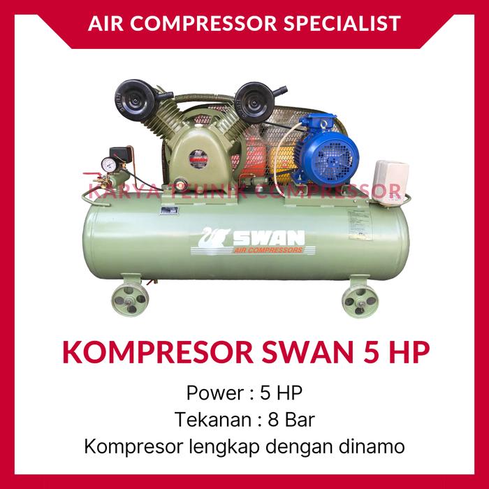Jual Kompresor Udara SWAN 5 HP (Single Stage) + Dinamo Motor - Kota ...