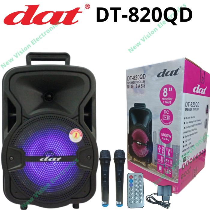 Jual speaker aktif portable DAT820 bluetooth Usb karaoke mic wireless 8 ...