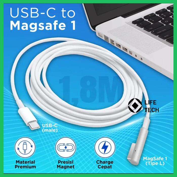 Jual KABEL CHARGER LAPTOP MACBOOK TYPE C TO MAGSAFE 1 L TIP ORI NEW WHITE - Jakarta Utara ...
