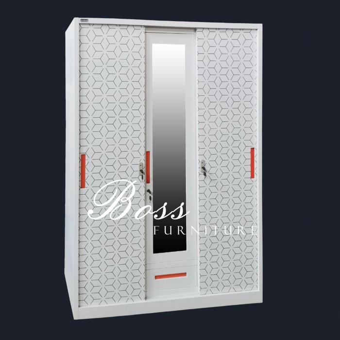 Jual Lemari Pakaian Besi Impor Stainless Sliding 3 Pintu Cermin - Kota ...