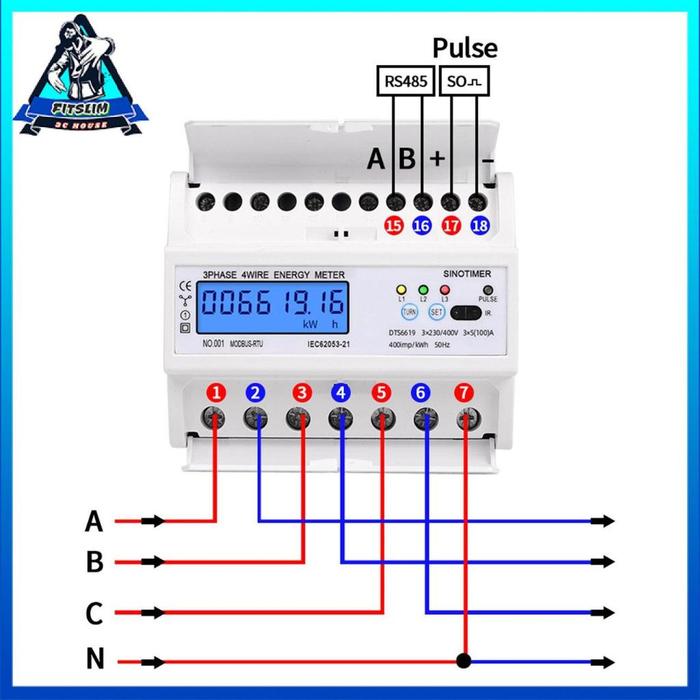 Jual Ys 3 Phase 4 Wire RS485 Modbus 380V 100A DIN Rail Energy Meter ...