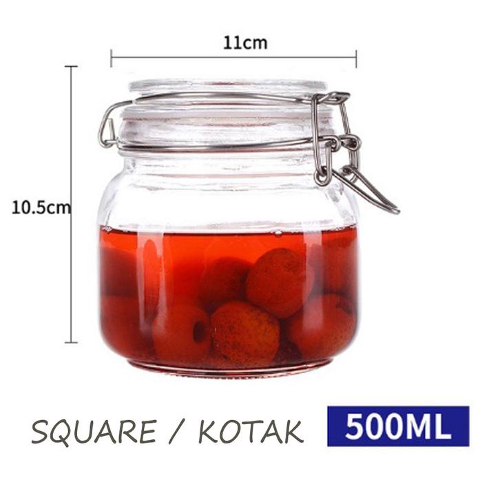 Promo Toples Kaca Kotak Kedap Udara Tutup Kait Wadah Snack Bumbu Pasta ...