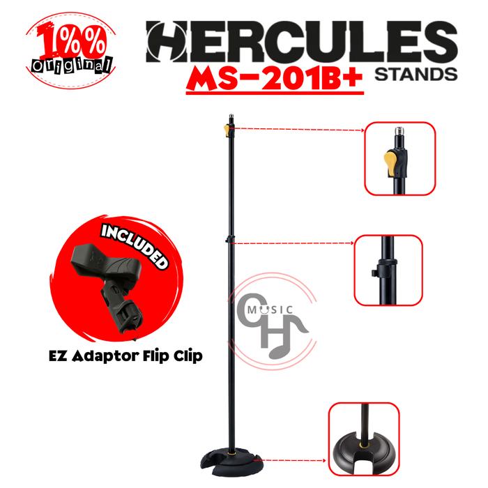 Jual Hercules MS201B PLUS Microphone Stand with EZ Adaptor Flip Clip ...