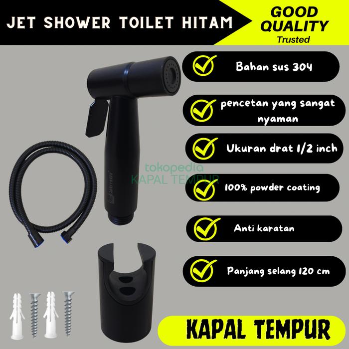 Jual Jet shower toilet hitam / shower toilet hitam SUS 304 komplit set ...