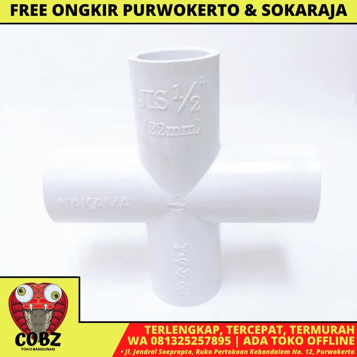 Jual 1/2 IN / NAKAMA Tee 4 Way Straight Fitting Pipa Hidroponik PVC Pcs ...