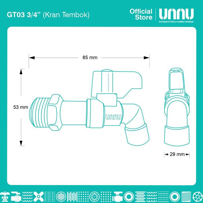 Jual Kran Tembok Unnu GT-03/Keran Air/Kran Besi/Kran Dinding/Kran ...